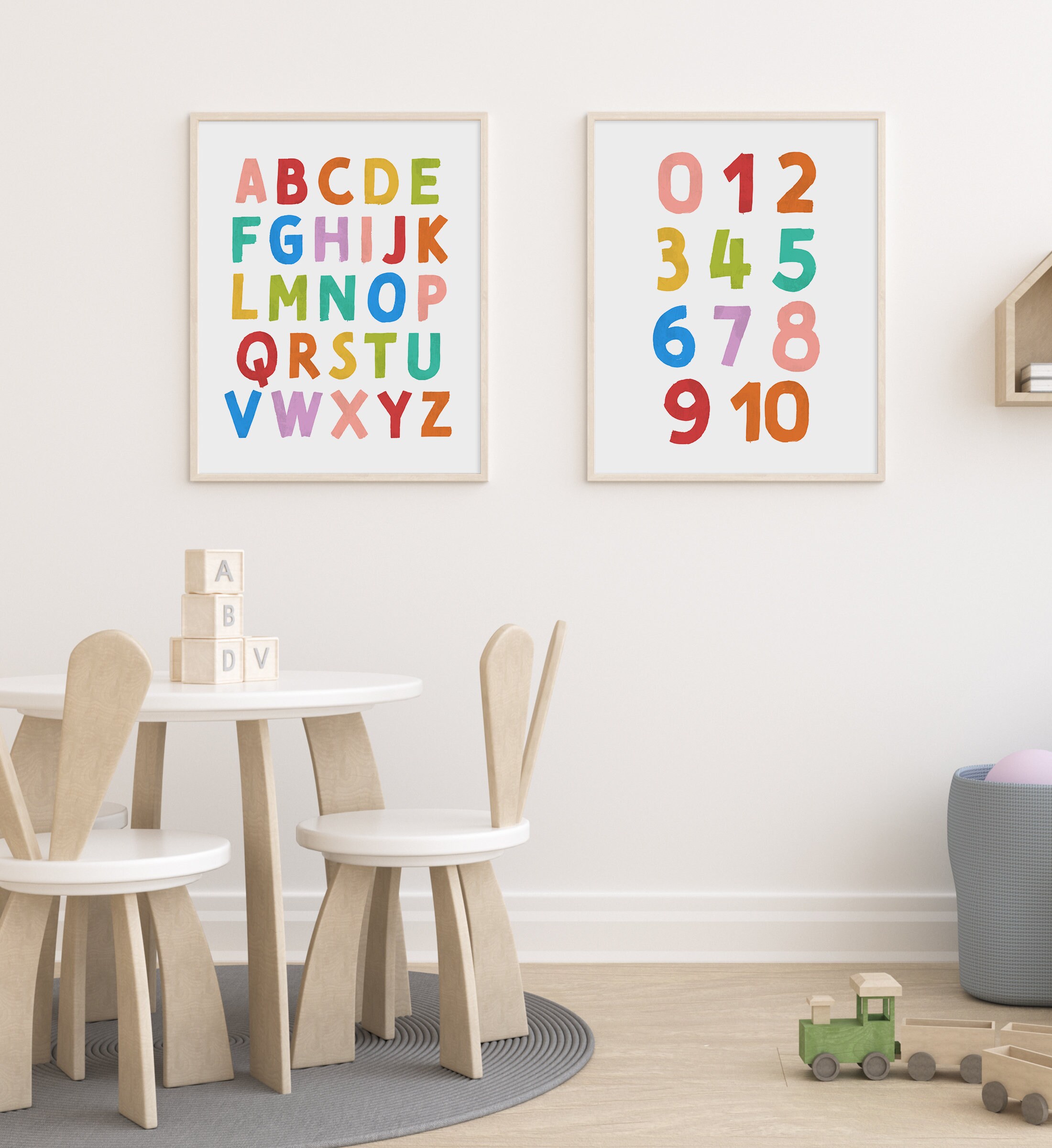 Rainbow Alphabet and Numbers Printable Nursery Art Nursery | Etsy
