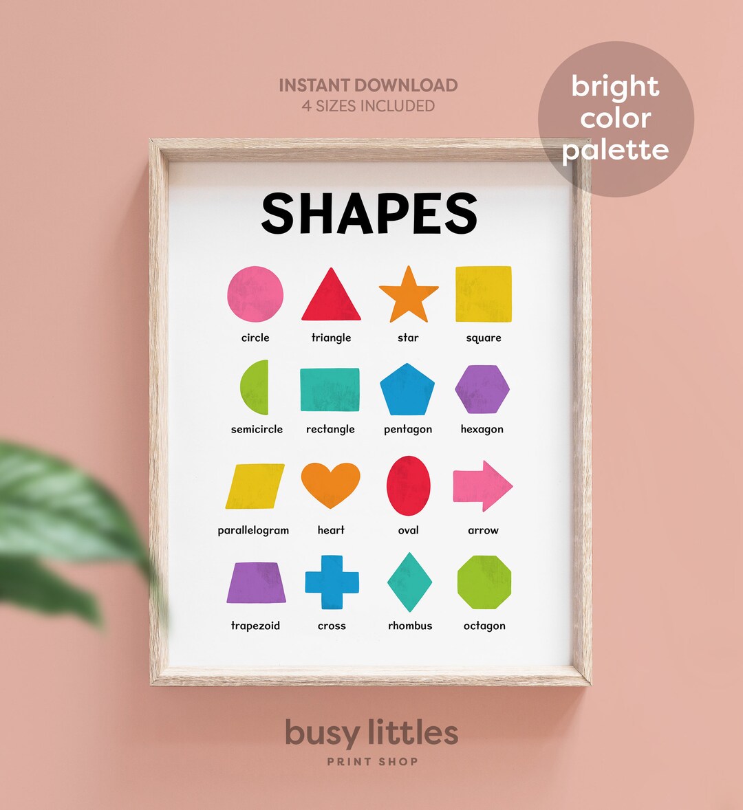 Rainbow Geometric Shapes Wall Art, Nursery Art, Homeschool Print ...