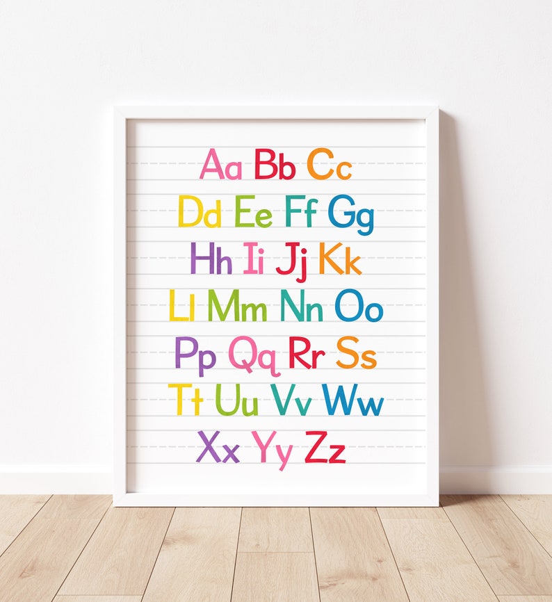 ABC Printable Wall Art, Colorful, Rainbow, Kids Room, Nursery Art ...