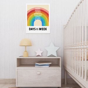 Rainbow Days of the Week, Nursery Art, Classroom Print, Homeschool ...
