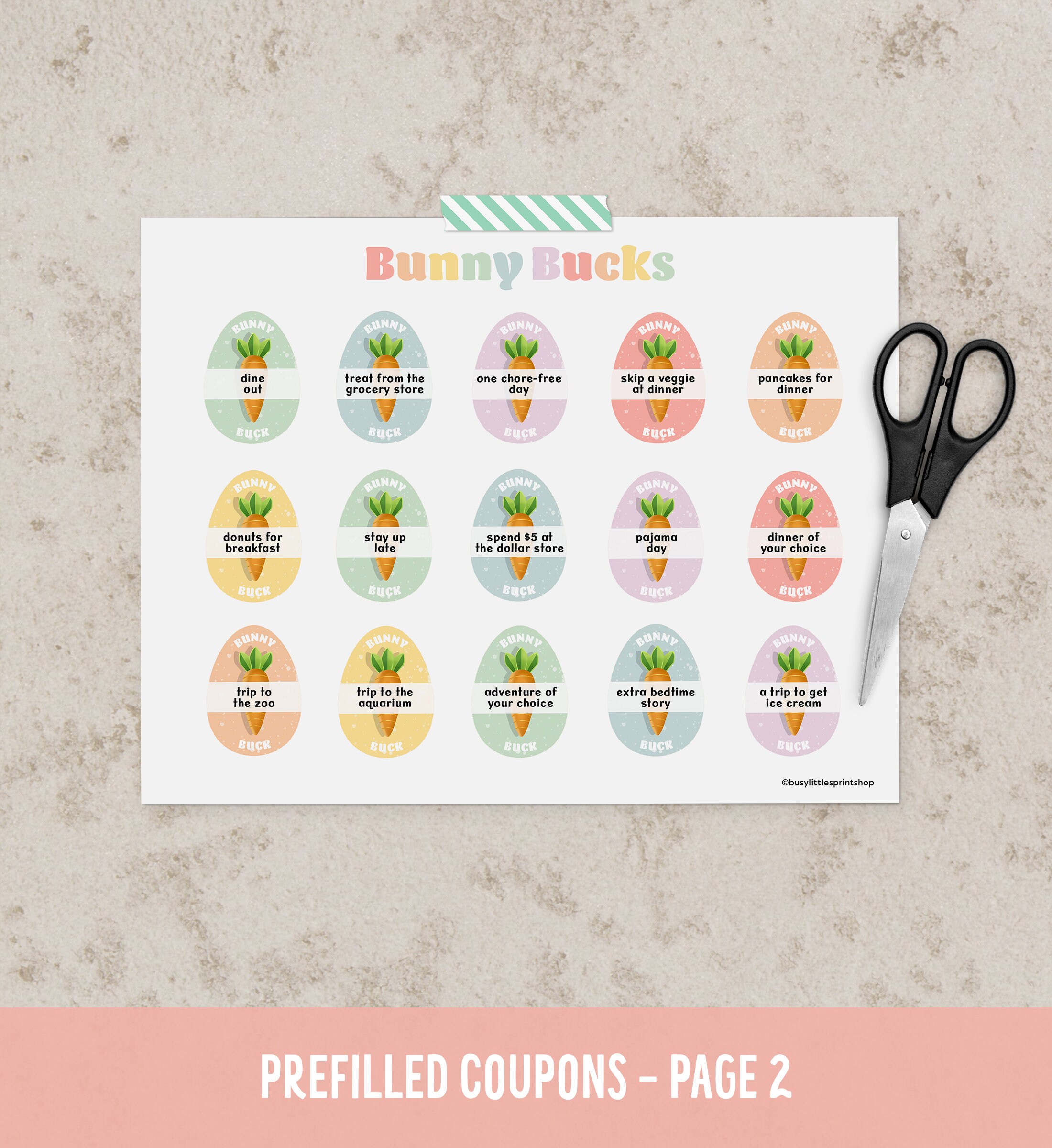 Printable Easter Egg Fillers Easter Coupons Bunny Bucks - Etsy