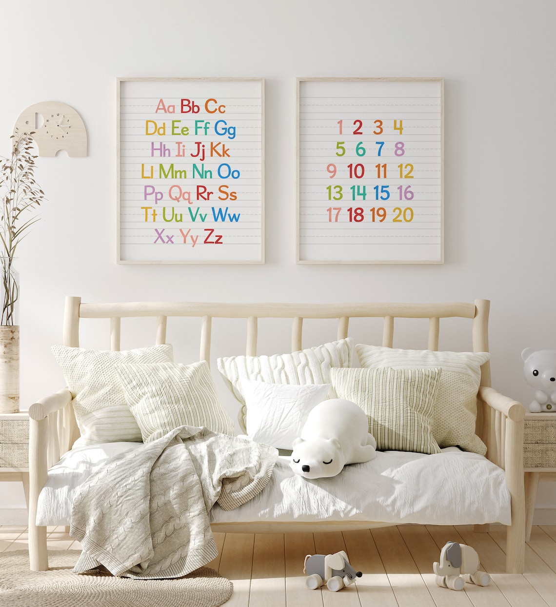 Alphabet and Numbers Printable Art, Colorful Classroom Art, Numbers 1 ...