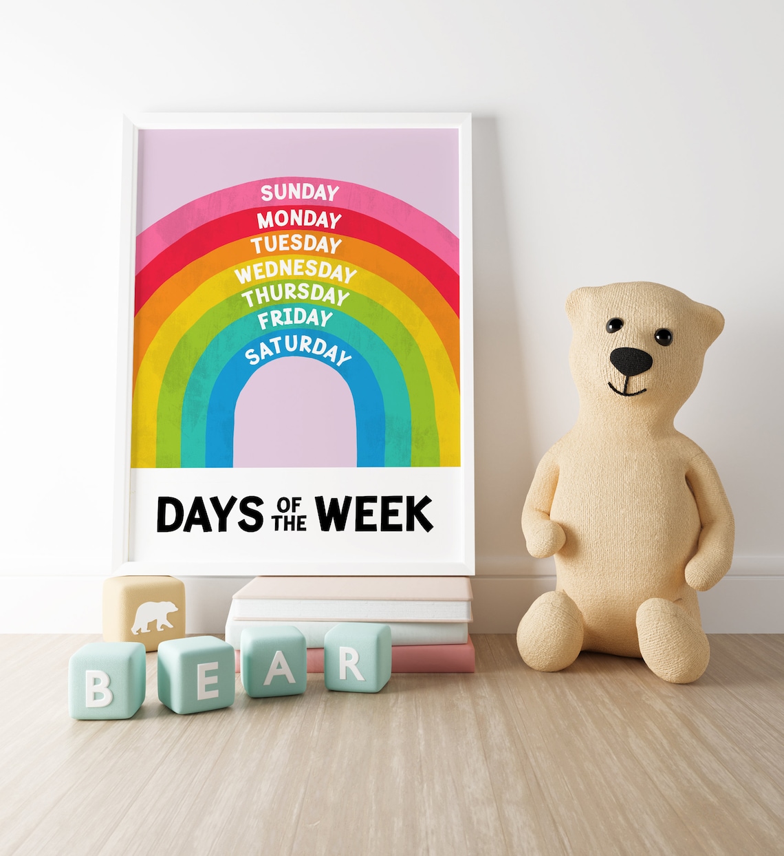 Rainbow Days of the Week Nursery Art Classroom Print | Etsy