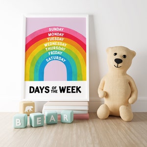 Rainbow Days of the Week Nursery Art Classroom Print - Etsy