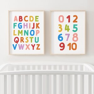 Rainbow Alphabet and Numbers Printable Nursery Art, Nursery Decor ...