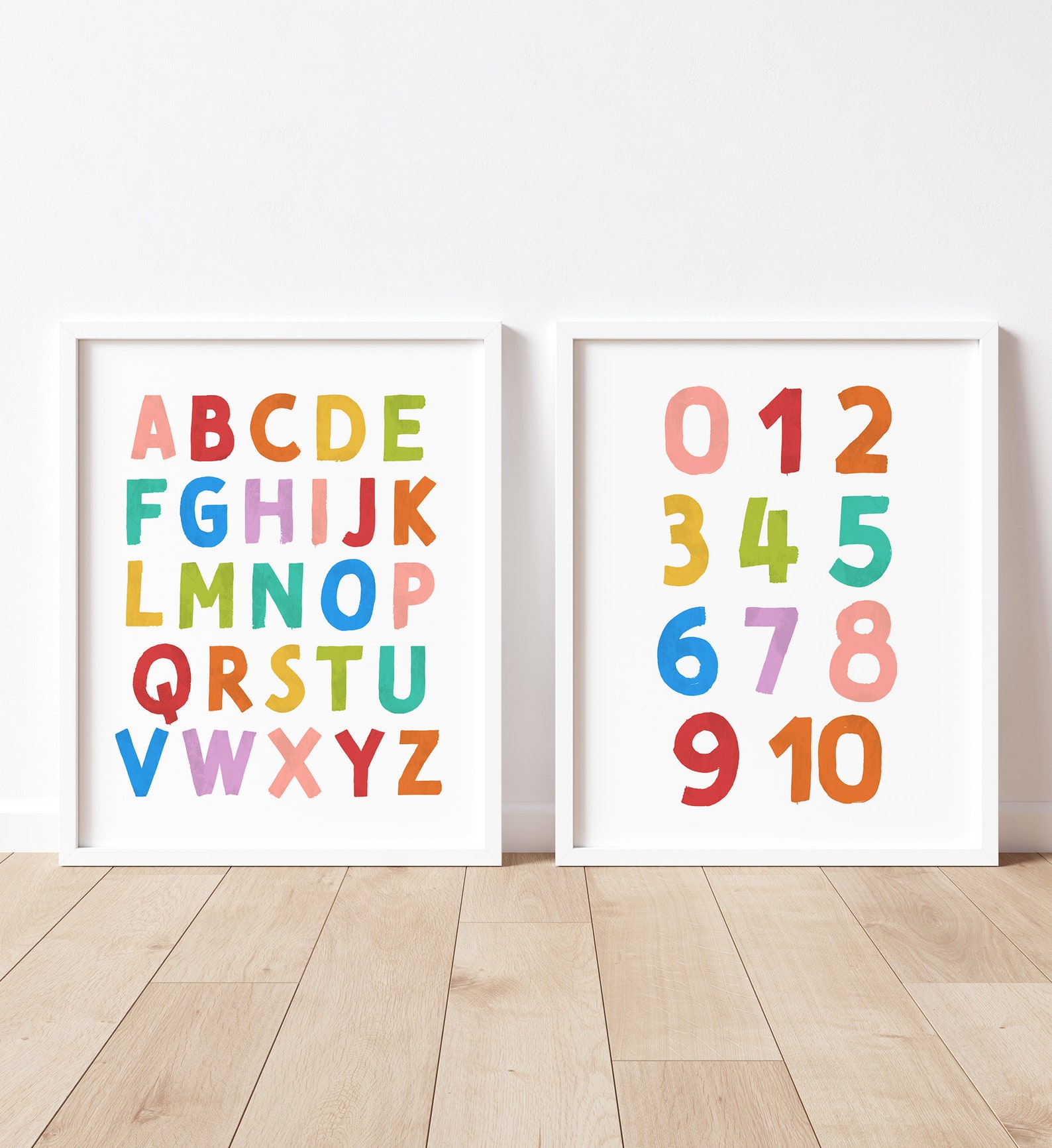 Rainbow Alphabet and Numbers Printable Nursery Art Nursery | Etsy