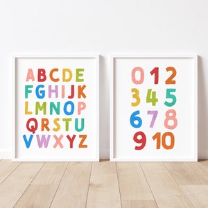 Rainbow Alphabet and Numbers Printable Nursery Art Nursery - Etsy