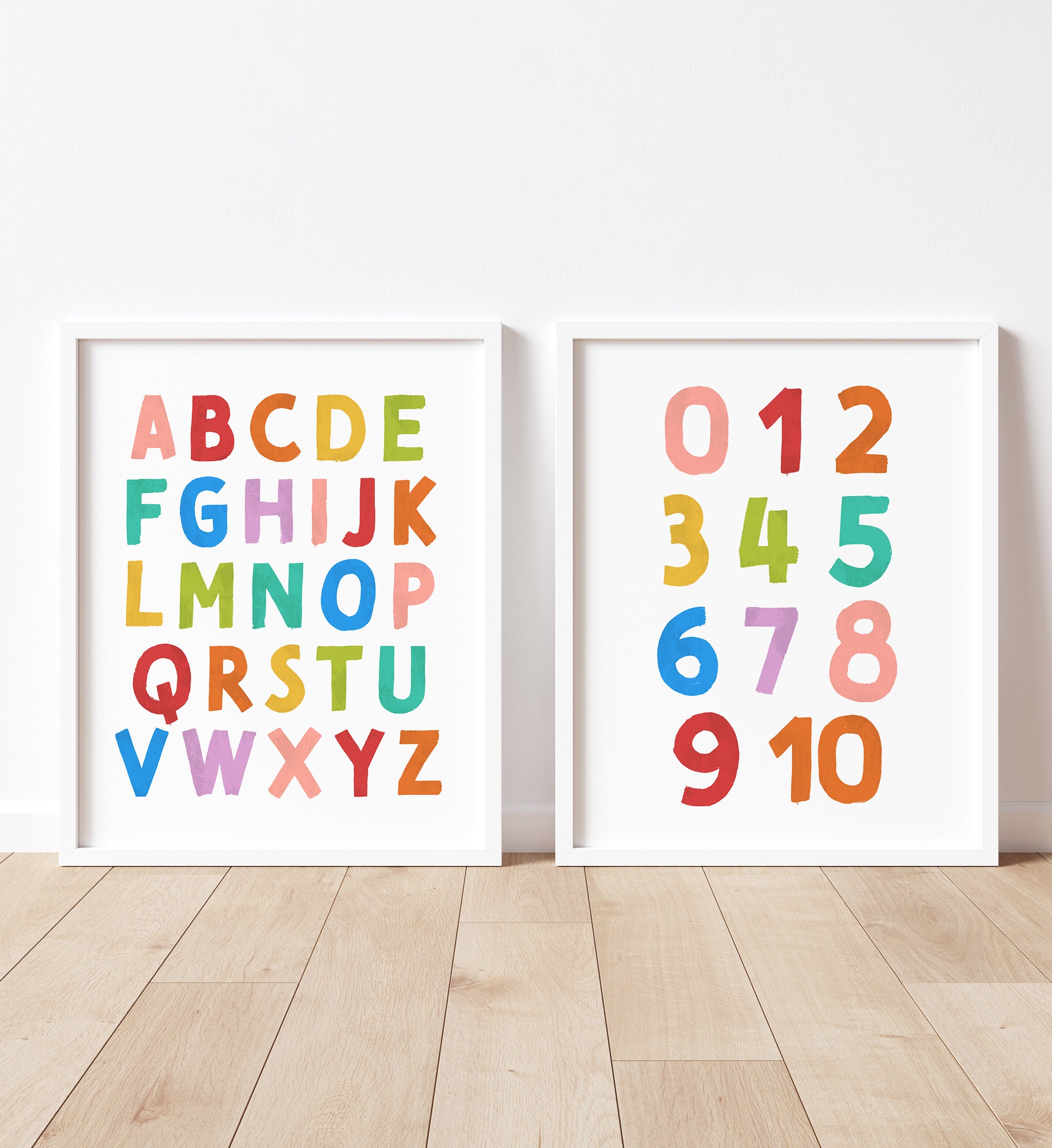 Rainbow Alphabet and Numbers Printable Nursery Art Nursery | Etsy
