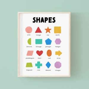 Rainbow Geometric Shapes Wall Art, Nursery Art, Homeschool Print ...