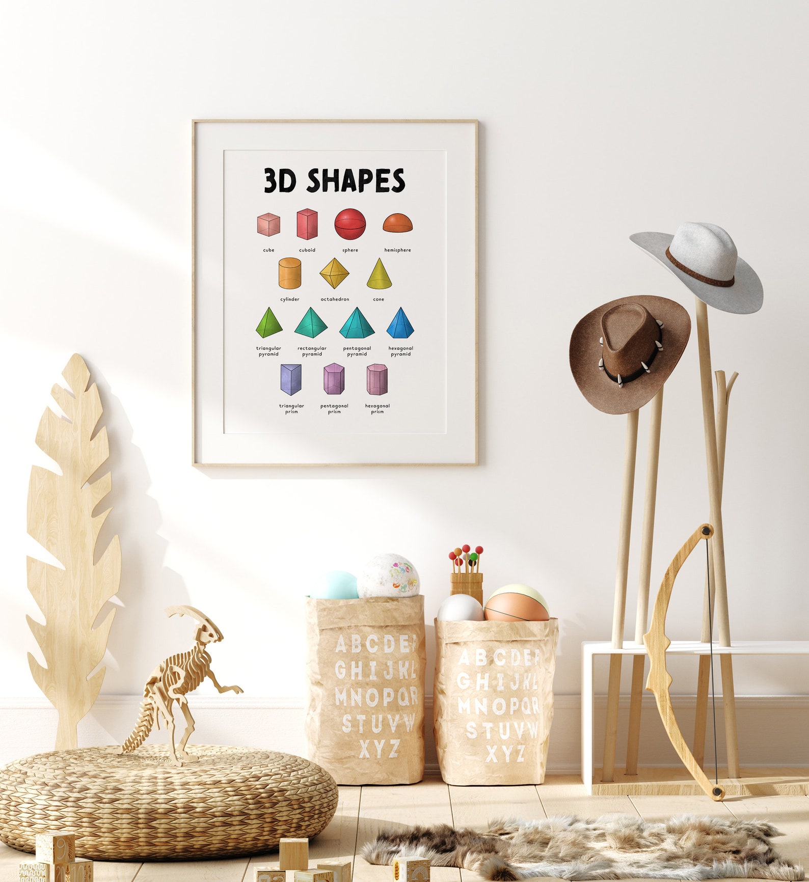 Rainbow 3D Shapes Printable Poster Instant Download Learning - Etsy