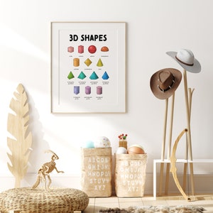 Rainbow 3D Shapes Printable Poster, Instant Download, Learning 3D ...