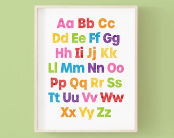Rainbow Alphabet Poster Nursery Art Homeschool Print ABC | Etsy