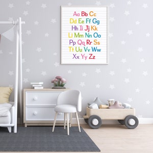 ABC Printable Wall Art, Colorful, Rainbow, Kids Room, Nursery Art ...