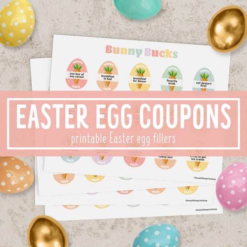 Printable Easter Egg Fillers Easter Coupons Bunny Bucks - Etsy