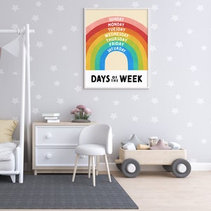 Rainbow Days of the Week, Nursery Art, Classroom Print, Homeschool ...