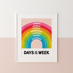 Rainbow Days of the Week, Nursery Art, Classroom Print, Homeschool ...