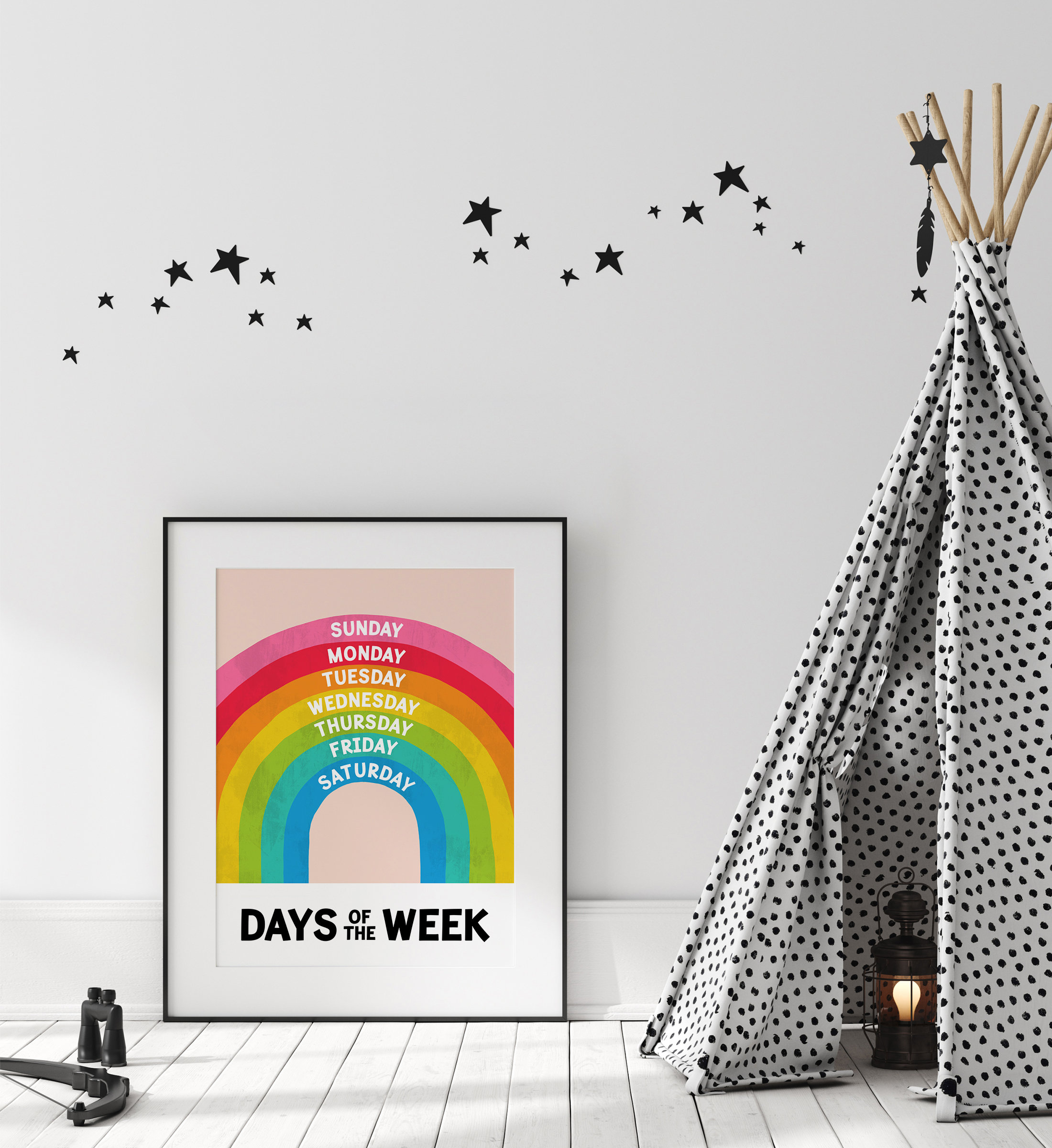 Rainbow Days of the Week Nursery Art Classroom Print | Etsy