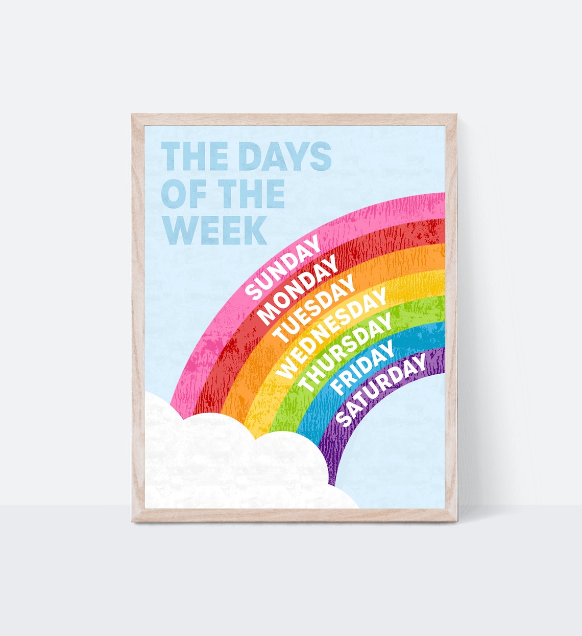 Rainbow Days of the Week Poster Nursery Art Homeschool - Etsy