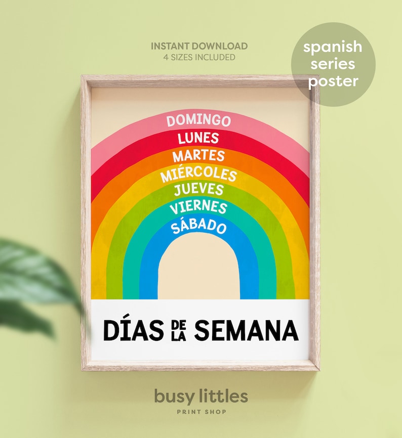 Spanish Days of the Week Educational Poster Learning Spanish - Etsy