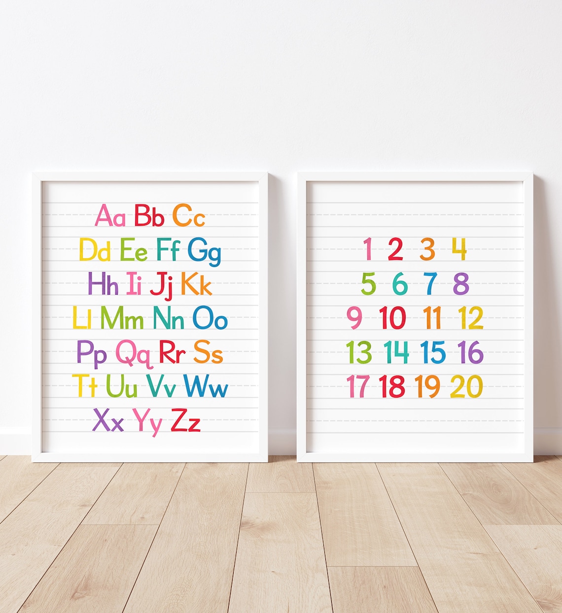 Alphabet and Numbers Printable Art, Colorful Classroom Art, Numbers 1 ...
