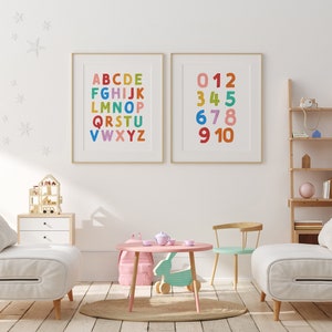 Rainbow Alphabet and Numbers Printable Nursery Art, Nursery Decor ...