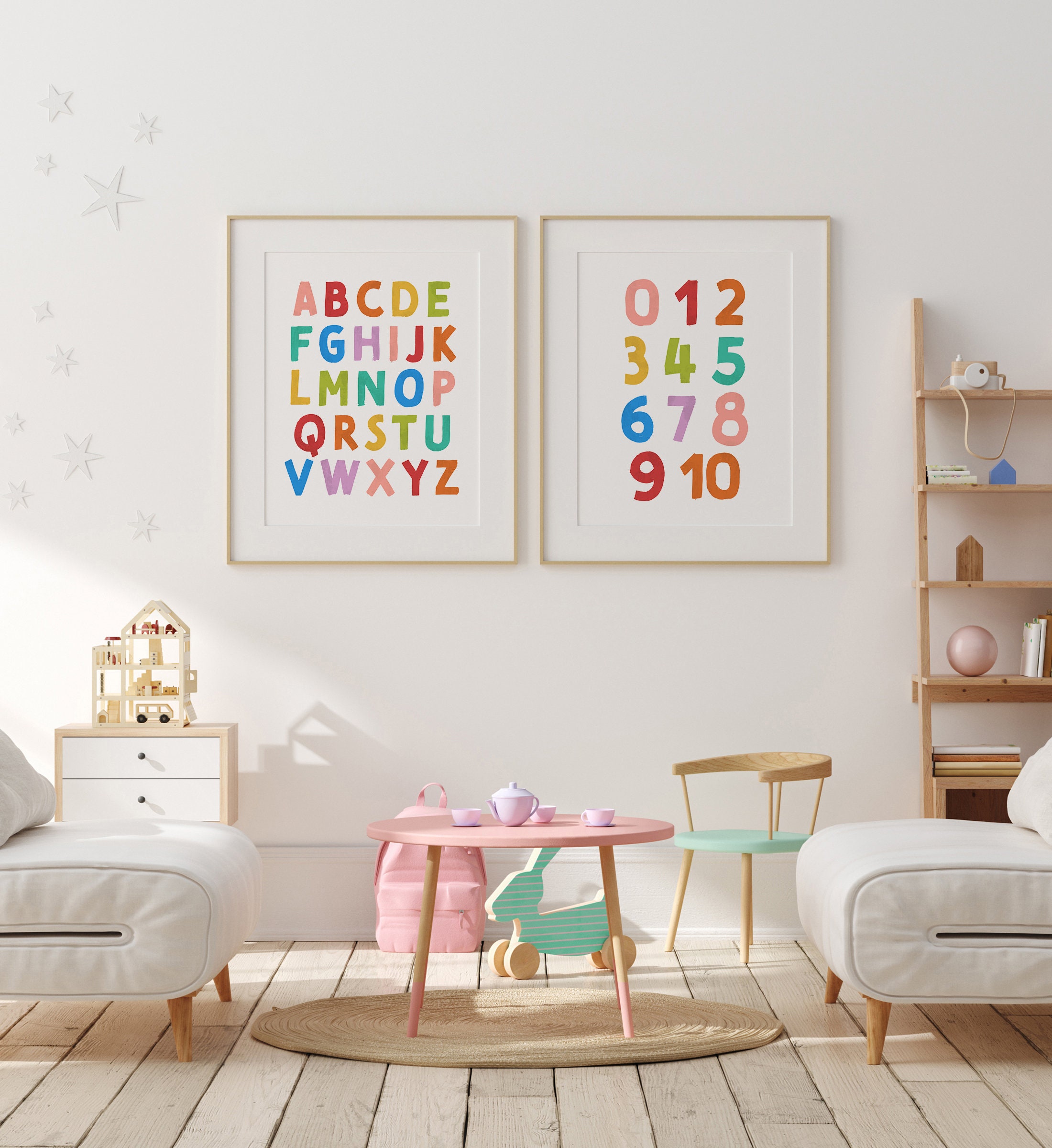 Rainbow Alphabet and Numbers Printable Nursery Art Nursery | Etsy
