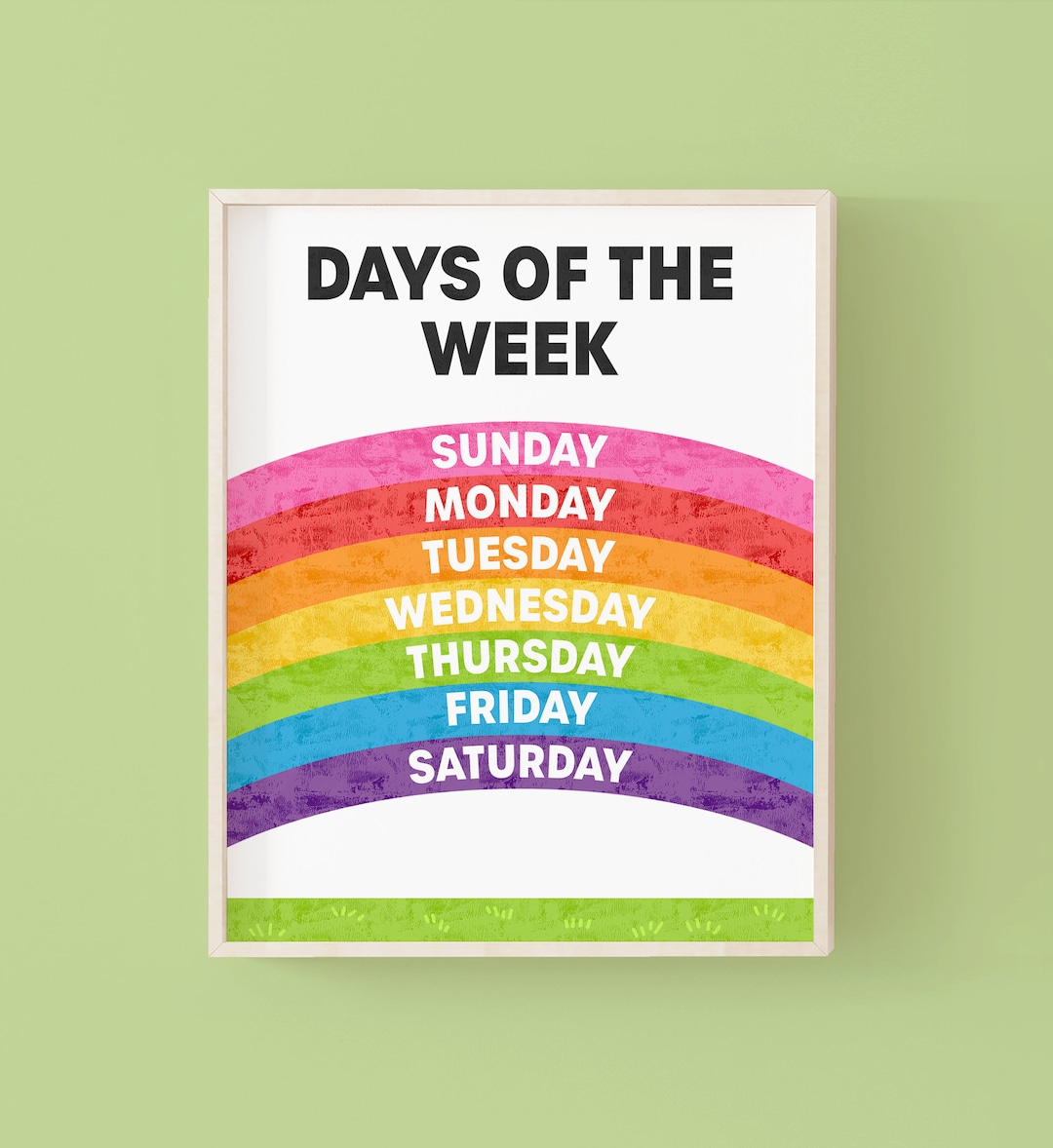 Rainbow Days of the Week Poster | Nursery Art | Children's Print ...