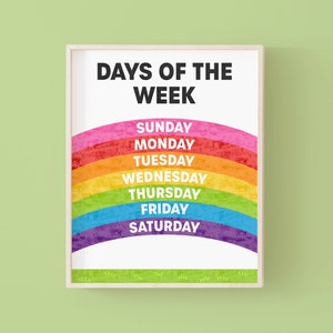 Rainbow Days of the Week Poster | Nursery Art | Children's Print ...