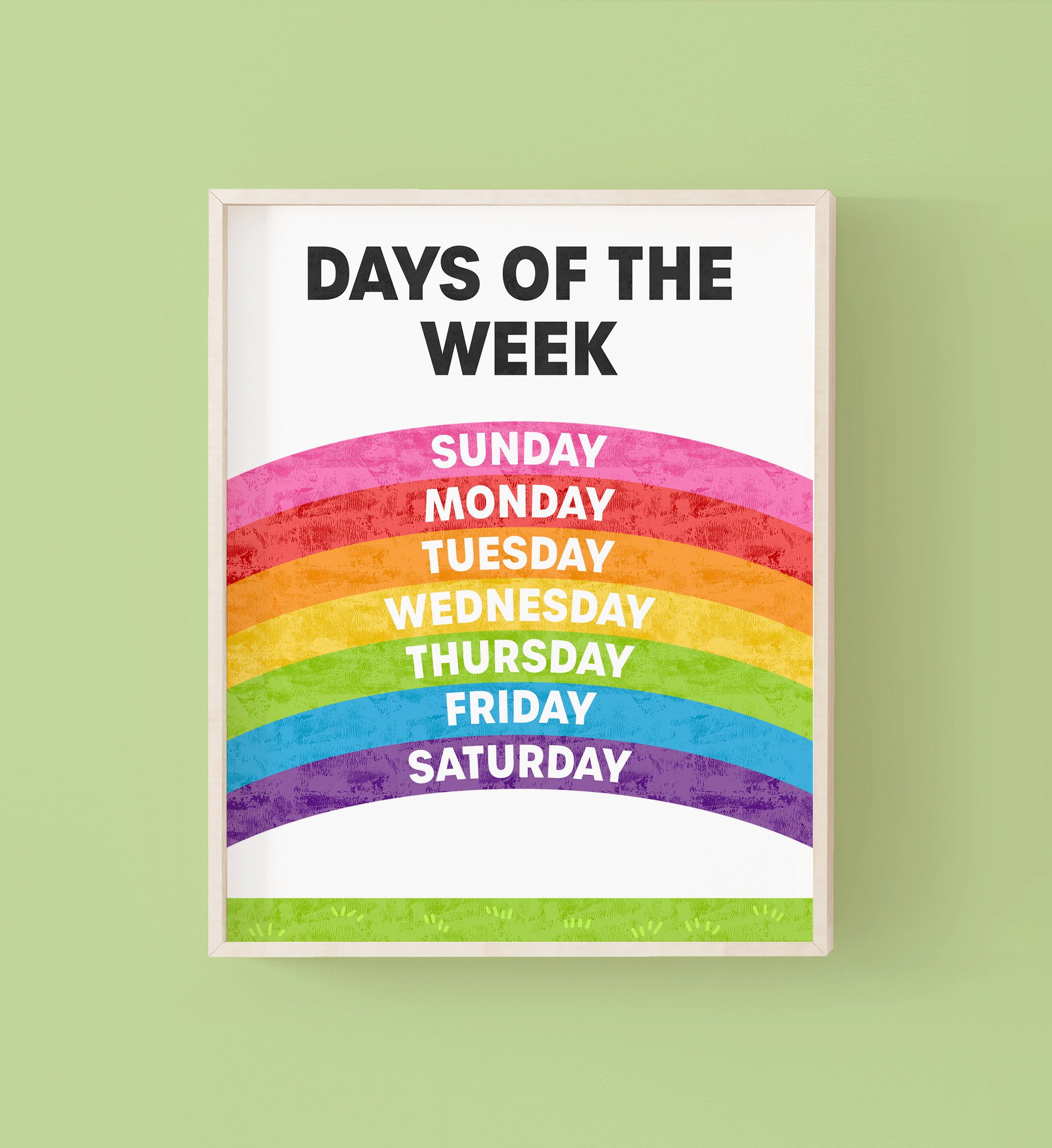 Rainbow Days of the Week Poster Nursery Art Children's | Etsy