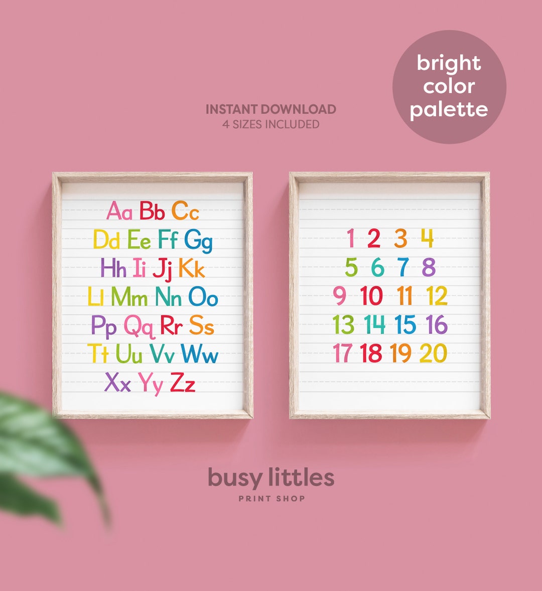 Alphabet and Numbers Printable Art, Colorful Classroom Art, Numbers 1 ...