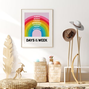 Rainbow Days of the Week Nursery Art Classroom Print - Etsy