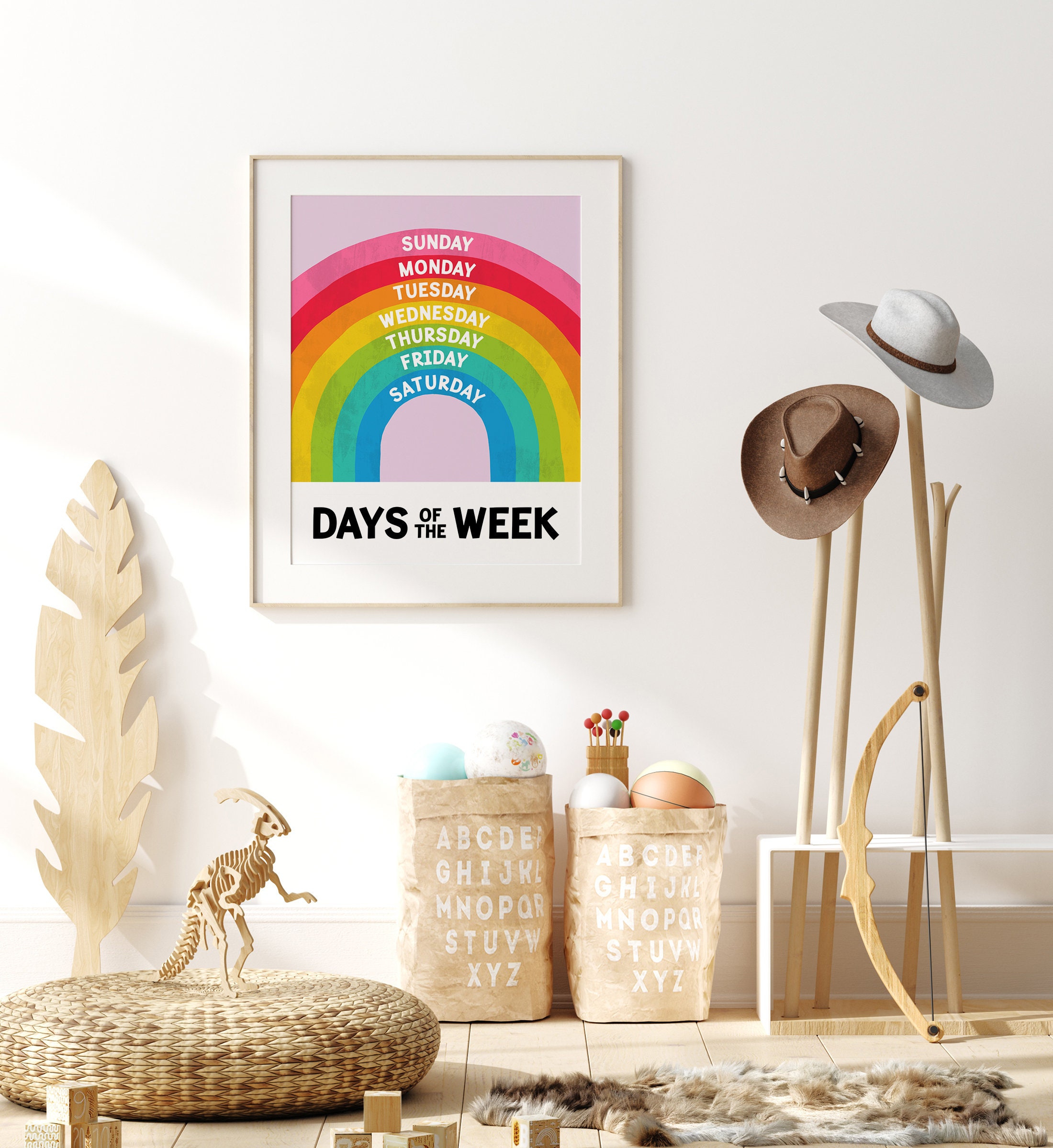 Rainbow Days of the Week Nursery Art Classroom Print | Etsy