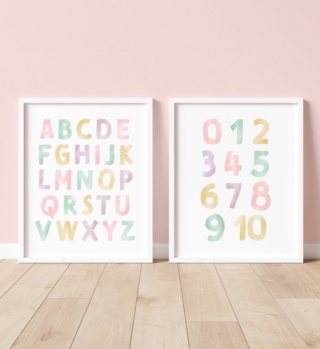 Pastel Nursery Wall Art | ABC and Numbers | Alphabet Print | ABC Wall ...
