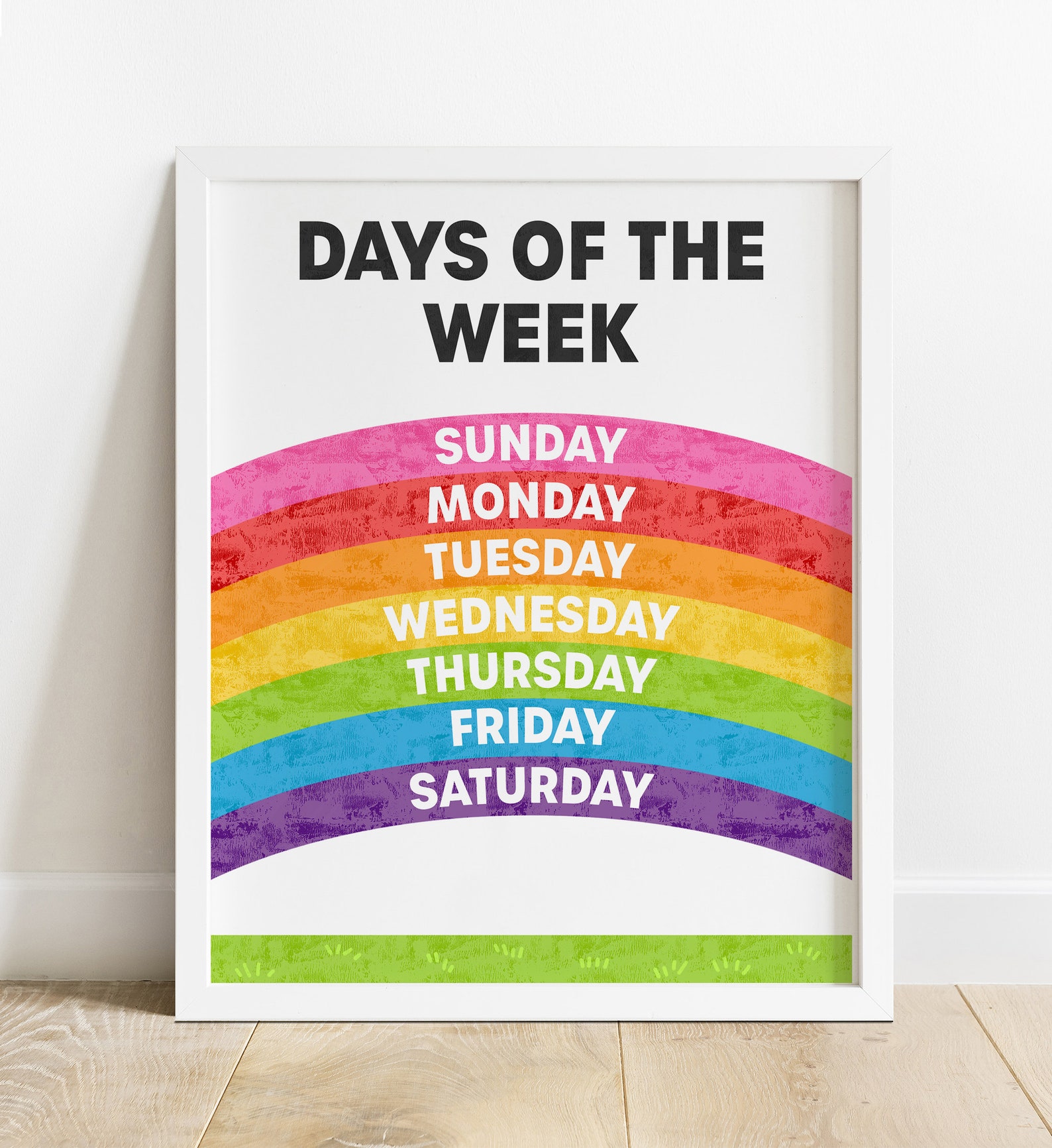 Rainbow Days of the Week Poster Nursery Art Children's | Etsy