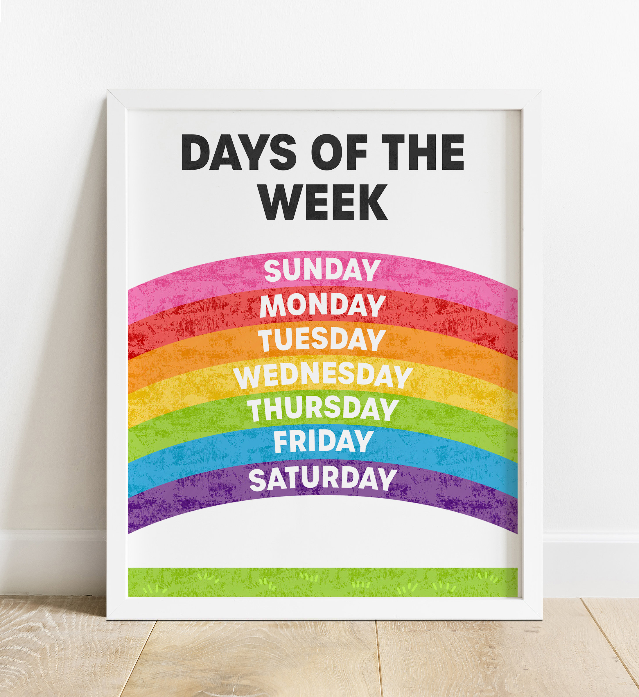Rainbow Days of the Week Poster Nursery Art Children's | Etsy