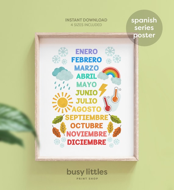 Spanish Months of the Year Educational Poster Learning - Etsy