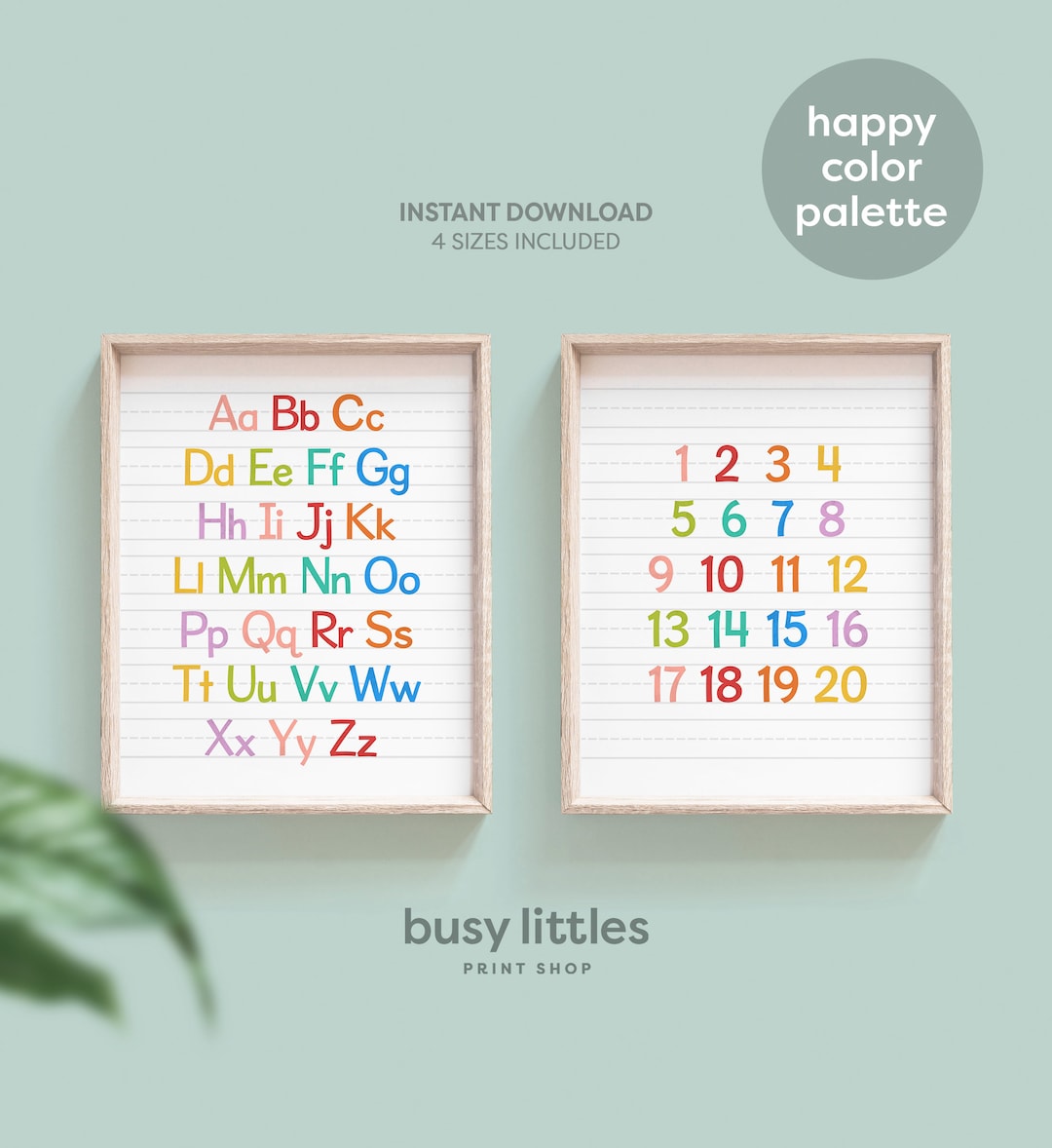 Alphabet and Numbers Printable Art, Colorful Classroom Art, Numbers 1 ...