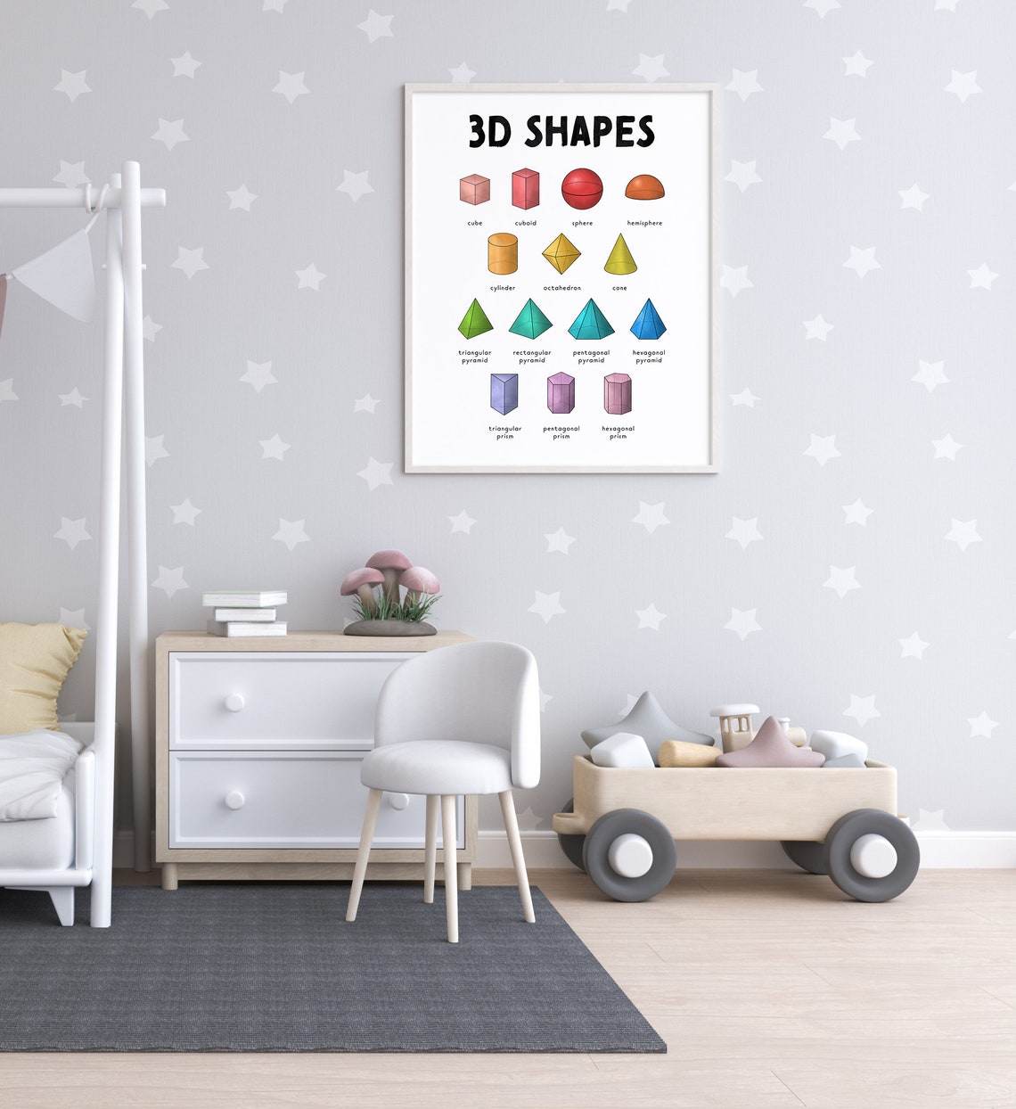 Rainbow 3D Shapes Printable Poster Instant Download Learning - Etsy