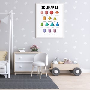 Rainbow 3D Shapes Printable Poster, Instant Download, Learning 3D ...