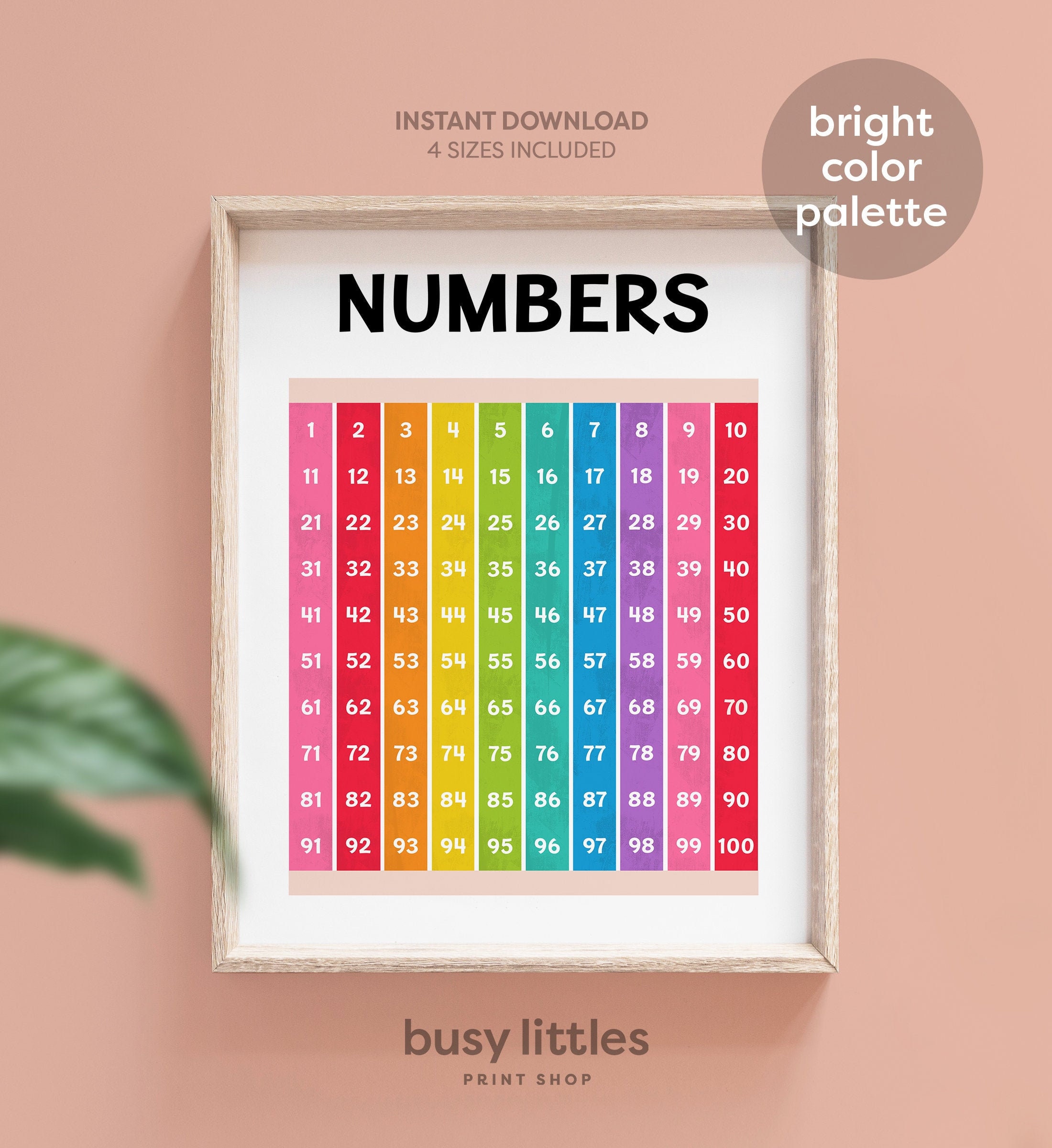 Classroom Decor Montessori Nursery Rainbow Numbers 1-100 Poster ...