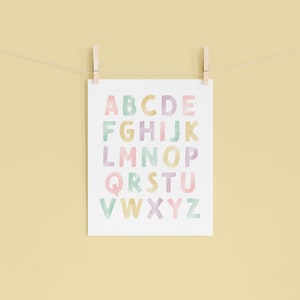 Pastel Nursery Wall Art | ABC and Numbers | Alphabet Print | ABC Wall ...