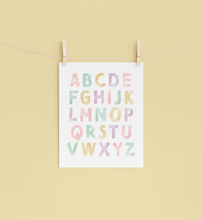 Pastel Nursery Wall Art ABC and Numbers Alphabet Print | Etsy