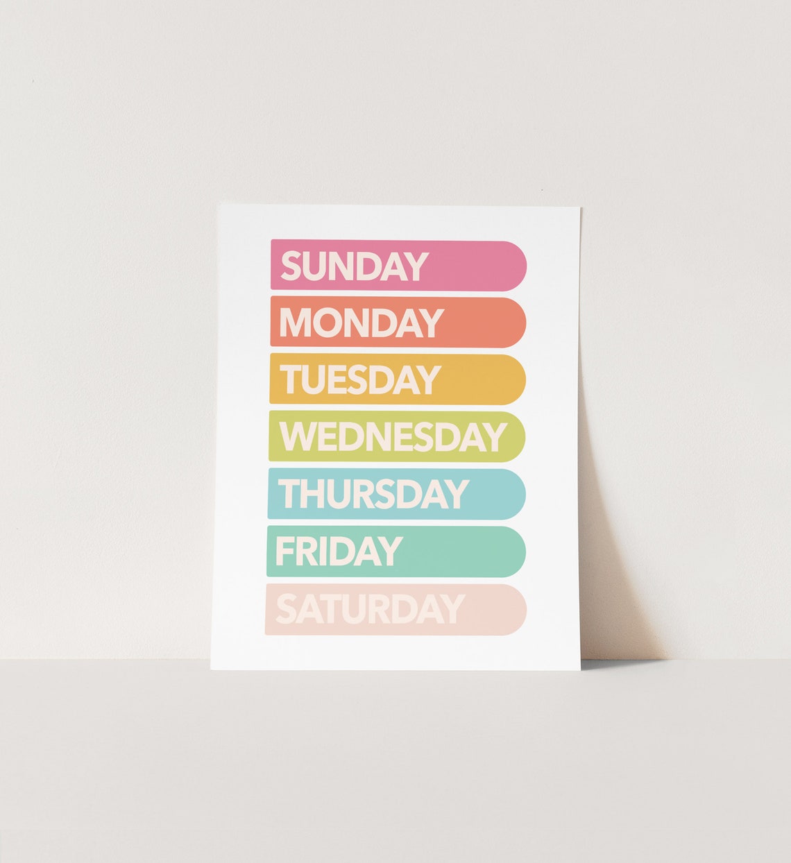 Days of the Week Poster Instant Download Nursery Print - Etsy