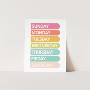 Days of the Week Poster Instant Download Nursery Print - Etsy