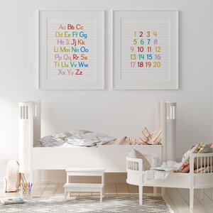 Alphabet and Numbers Printable Art, Colorful Classroom Art, Numbers 1 ...