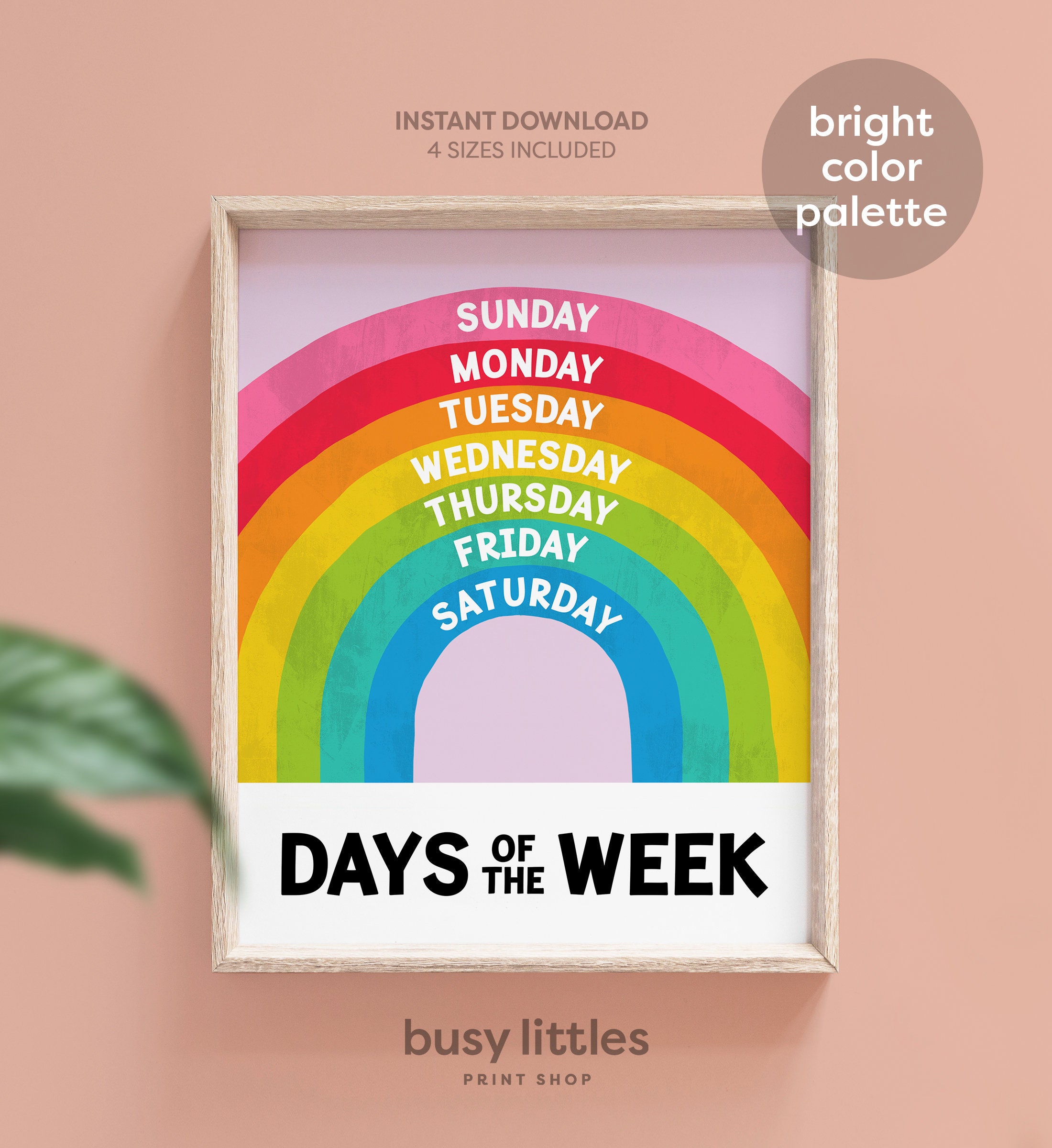 Rainbow Days of the Week Nursery Art Classroom Print - Etsy