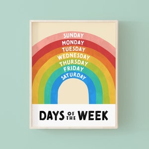 Rainbow Days of the Week, Nursery Art, Classroom Print, Homeschool ...