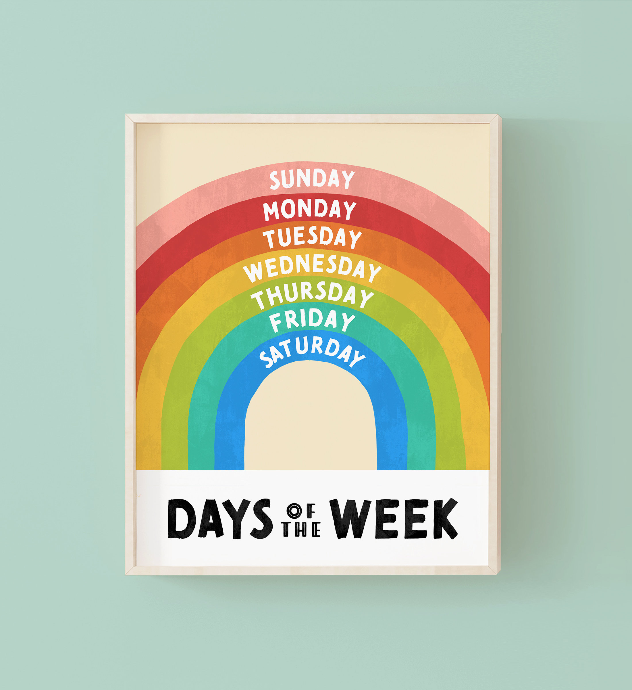 Rainbow Days of the Week Nursery Art Classroom Print | Etsy