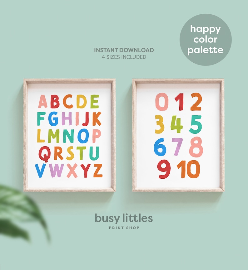 Rainbow Alphabet and Numbers Printable Nursery Art Nursery - Etsy