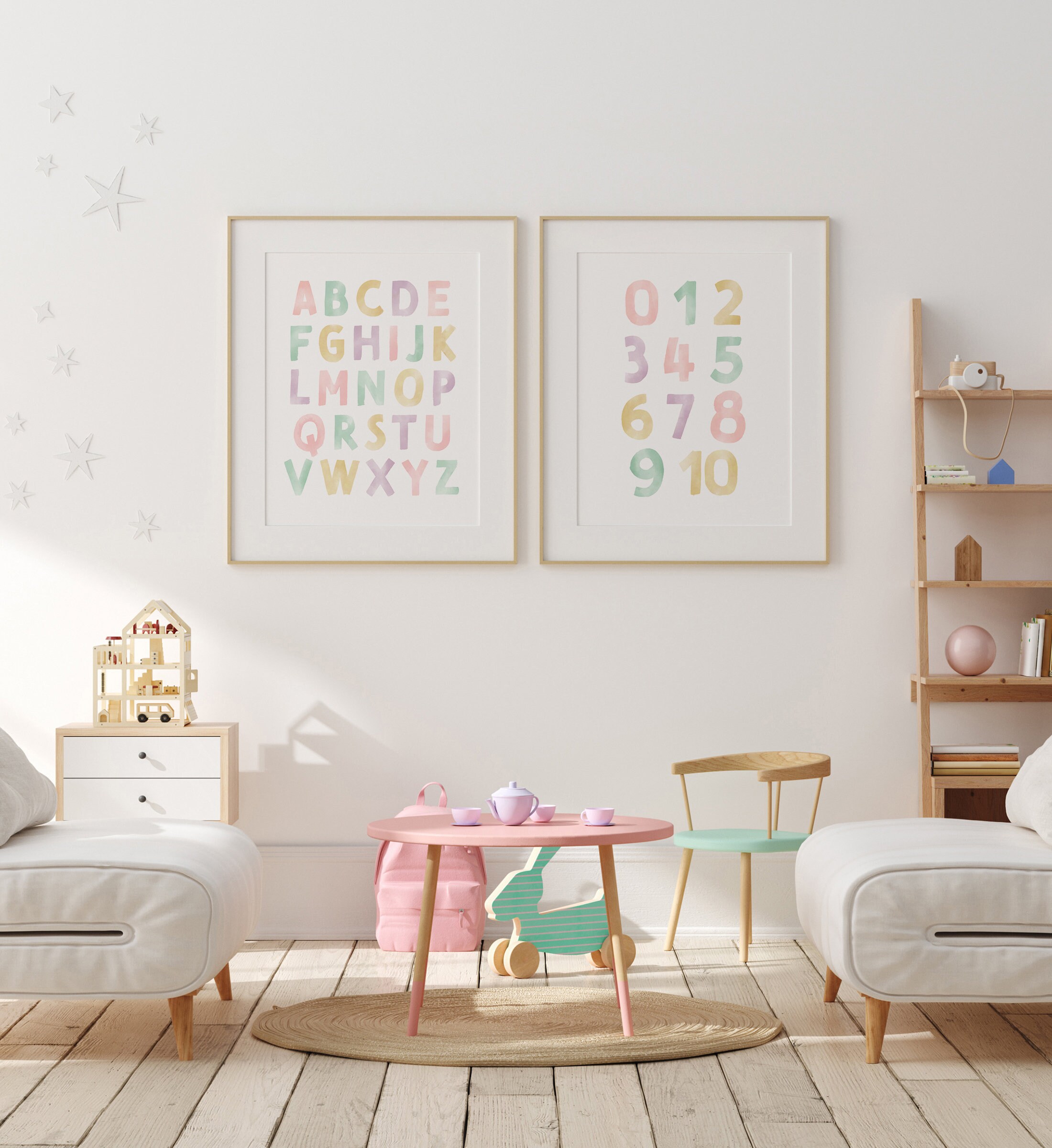 Pastel Nursery Wall Art ABC and Numbers Alphabet Print - Etsy